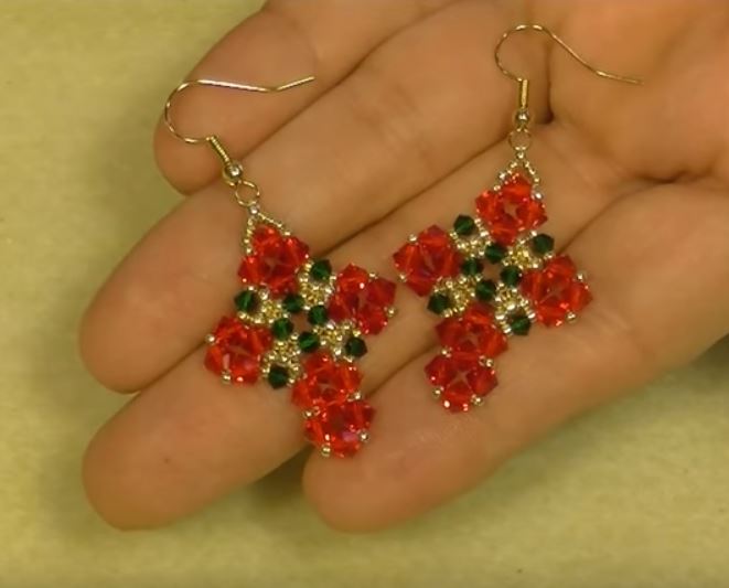 Beaded Crystal Cross Earrings Tutorial / The Beading Gem