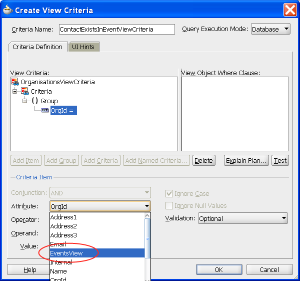 One size doesn't fit all: ADF BC: Creating an "EXISTS" View Criteria