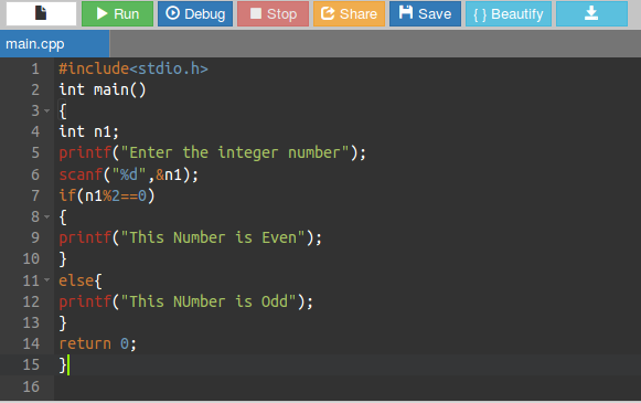 Write a C program that reads an interger and determines and prints whether it is Even or Odd ...