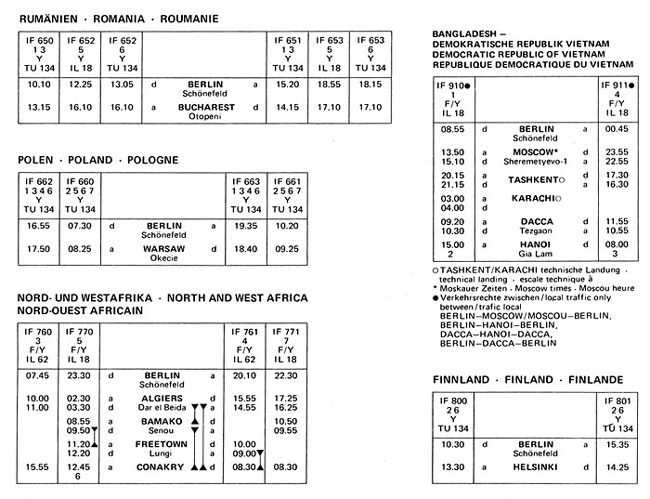 The Timetablist: Interflug: Winter Timetable, 1975-76, Part 2