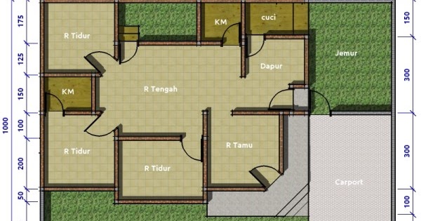 Rumah dilahan memanjang 14x10 ~ Ruang Desain