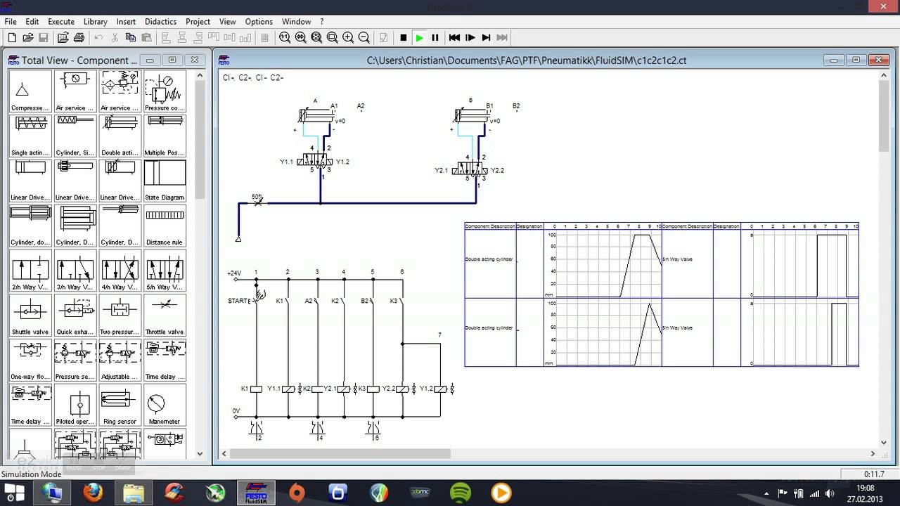 Fluidsim 5 FESTO FluidSim Pneumatics Software Window, In Which The