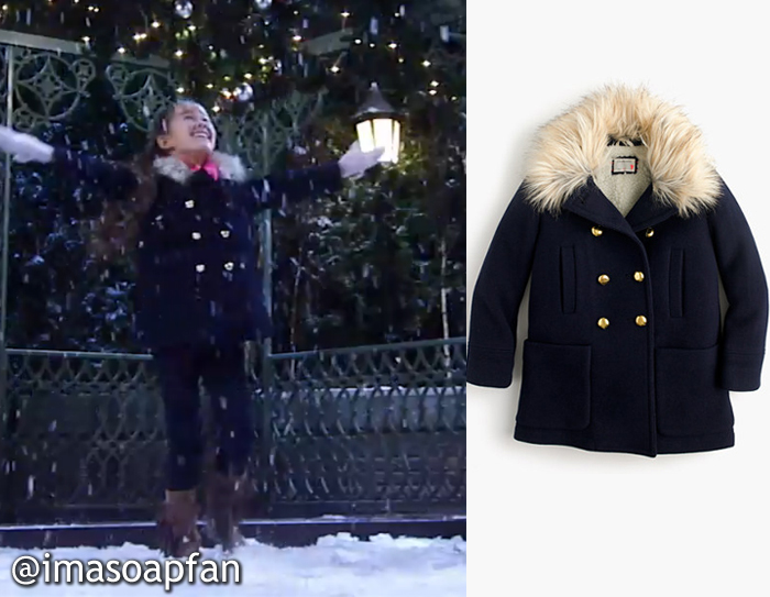 Emma Scorpio Drake's Navy Blue Coat with Faux Fur Collar - General ...