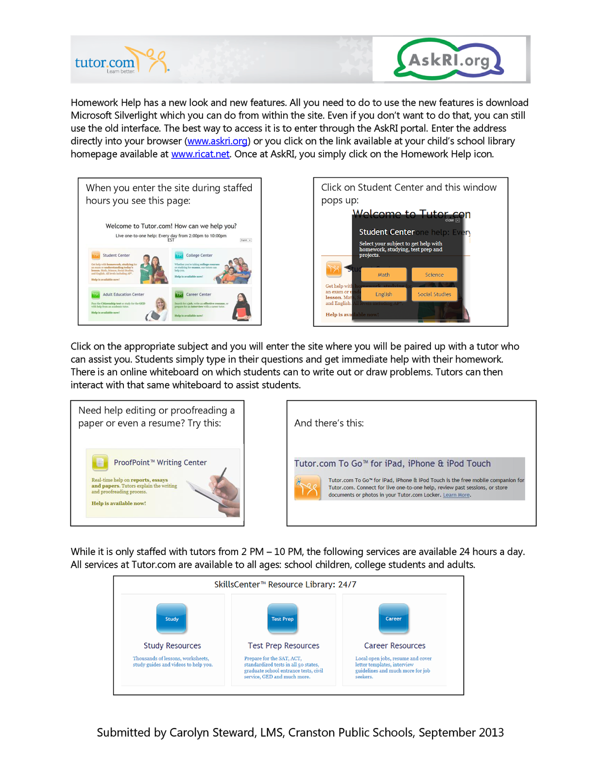 Stadium Library Goings-On: Go to AskRI.org for Homework Help