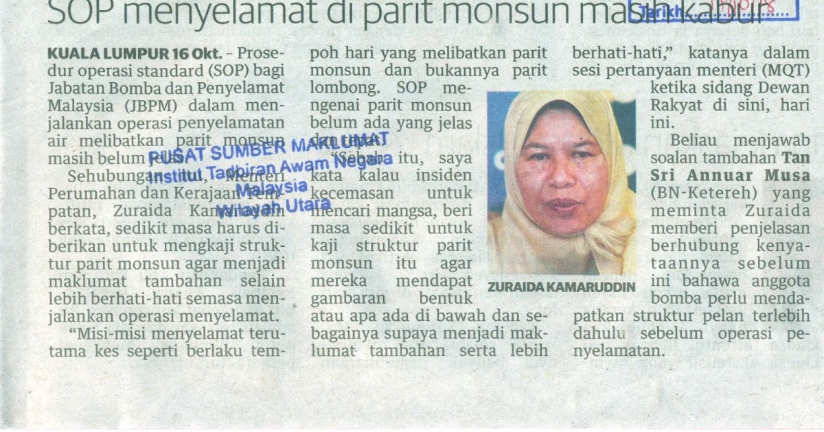 PUSAT SUMBER MAKLUMAT: SOP menyelamat di parit monsun masih kabur