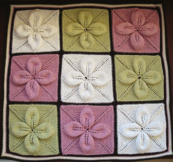 Daily Knitting Patterns: Square Counterpane with Leaves Knitting Quilt