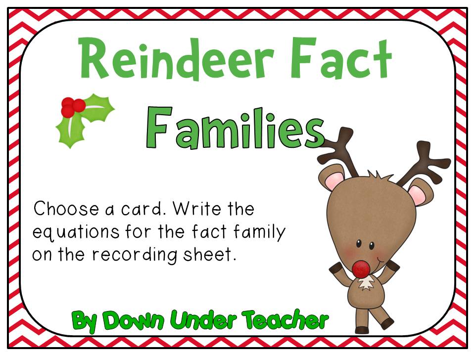 Down Under Teacher: Freebie Reindeer Fact Families