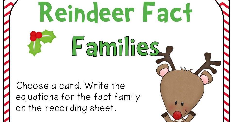 Down Under Teacher: Freebie Reindeer Fact Families