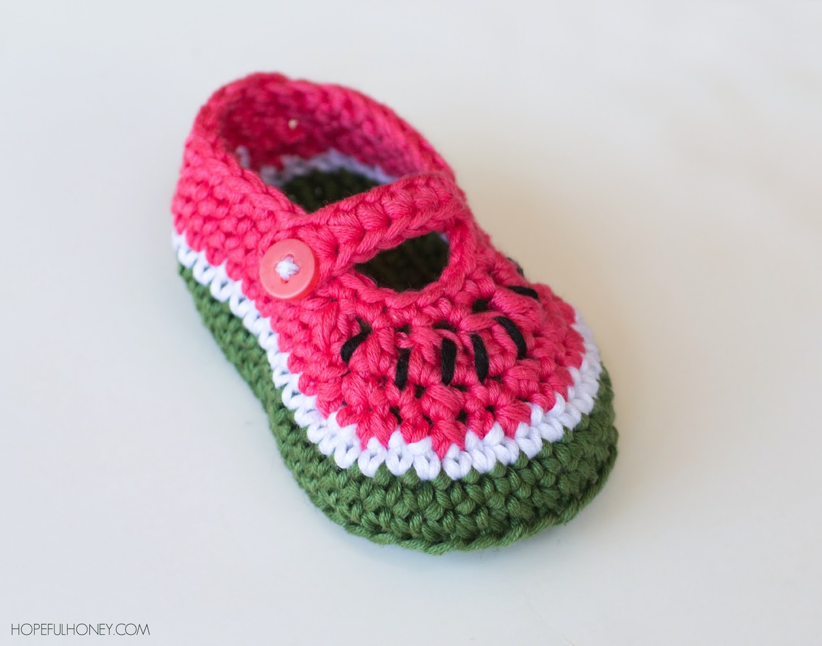 Watermelon Baby Booties - Crochet Pattern - Hopeful Honey