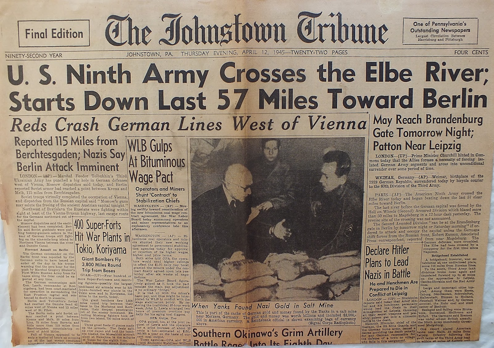 Vintage Johnstown: April 12, 1945: U.S. Ninth Army Crosses the Elbe ...