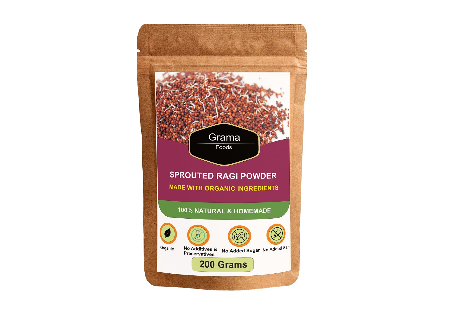 Sprouted Ragi Powder for Kids - Grama Food & Herbal Products