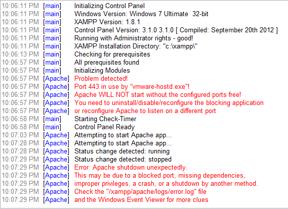 Imperial Hacking Xampp Error Problem Detected Port 443 In Use By Vmware Hostdexe