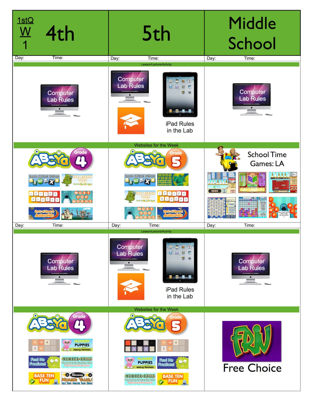 Welcome To The Computer Lab Computer Lab Visual Lesson Plans W1