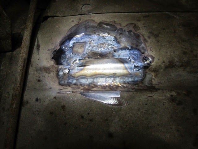 First metal work - floor pan patch #1