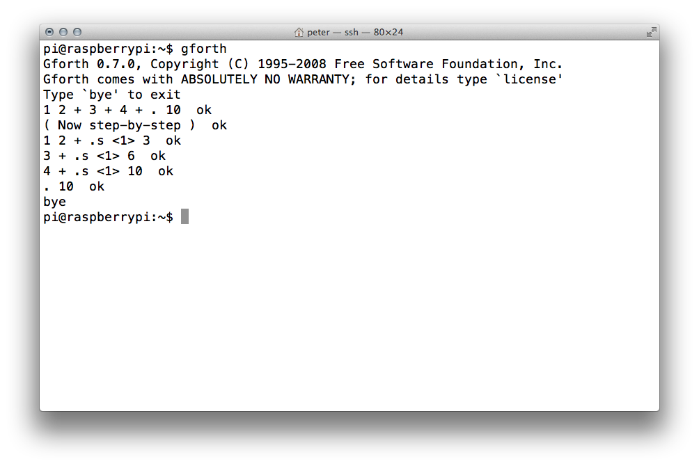 Peter W A Wood, Programmer: Installing Forth on Raspberry Pi