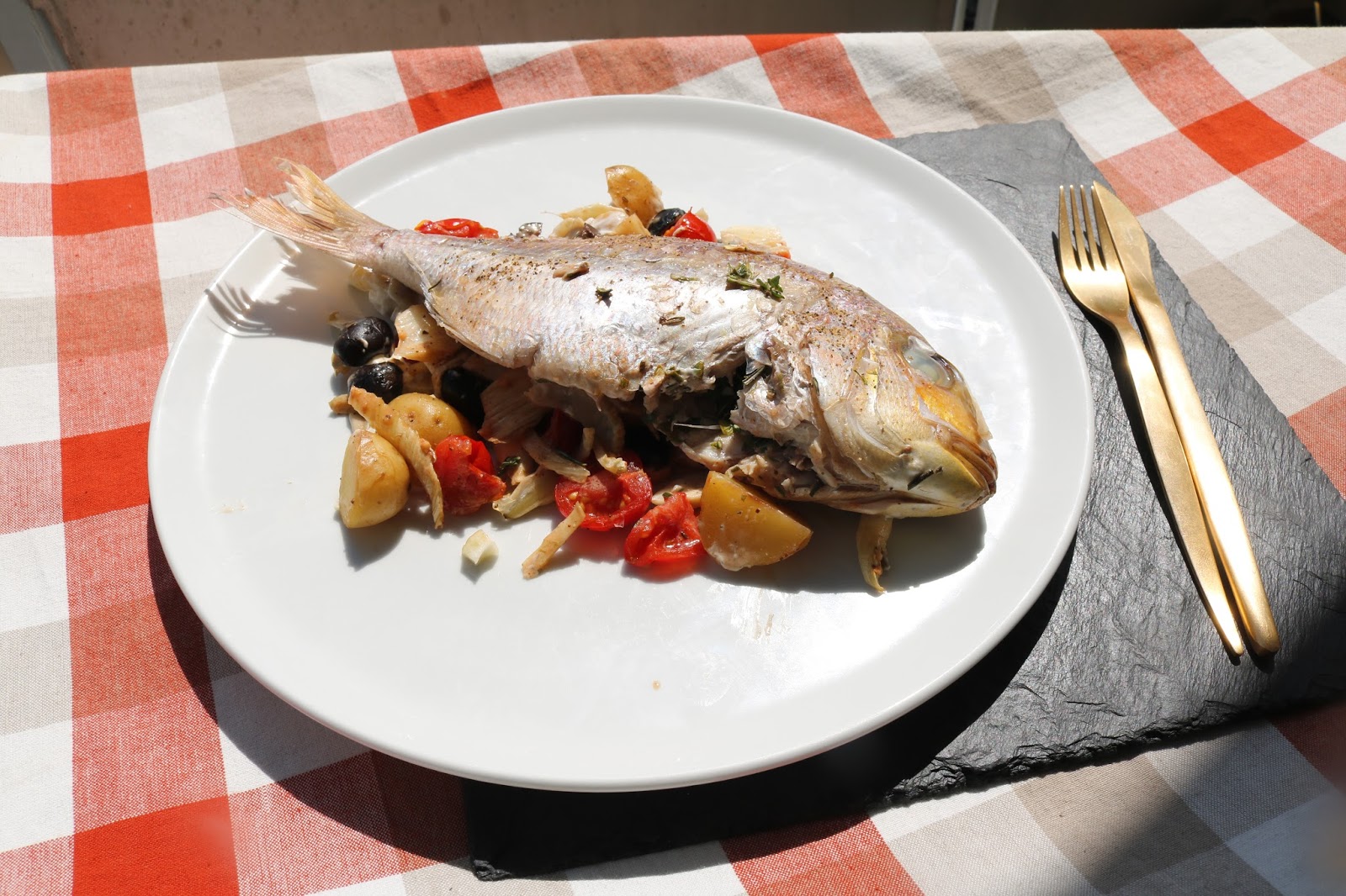 Dorade rose auf Fenchel