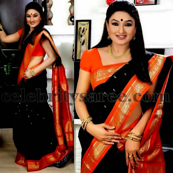 Ramya Sri Black Traditional Saree - Saree Blouse Patterns