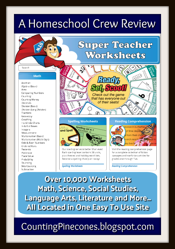 Counting Pinecones: Super Teacher Worksheets (A Homeschool Crew Review)
