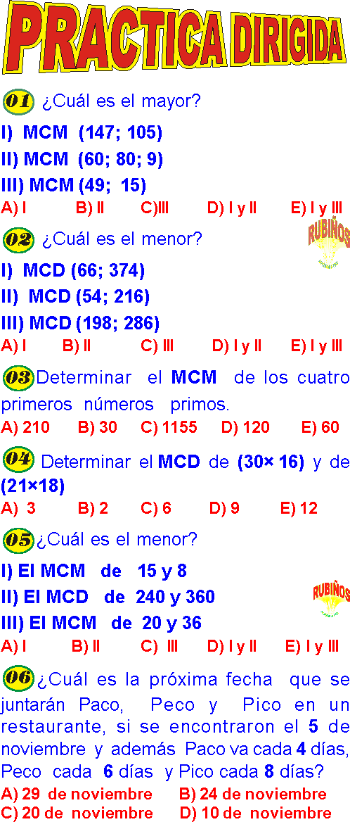 MCD Y MCM EJERCICIOS RESUELTOS PDF