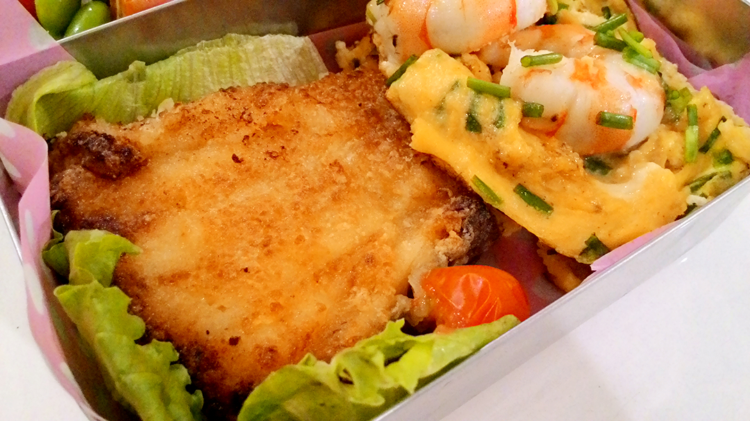 #Bento 115 - Pan-fried teriyaki cod fish and omelette with prawns ...