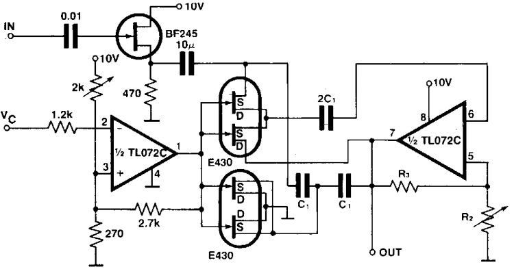 Simple Programmable Bandpass using twin-t bridge | Electronic Circuit ...