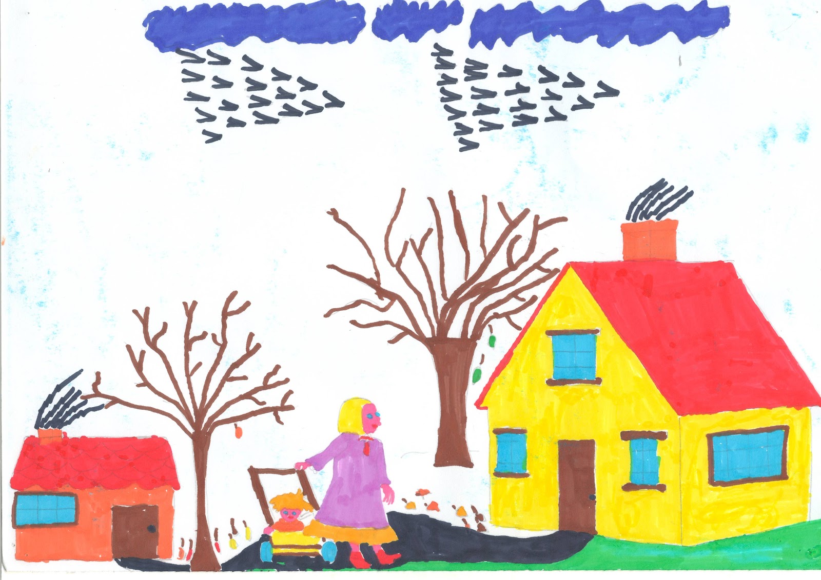 Pe ulita satului: Desen-paint, creion, acuarelă, pictura, alte tehnici