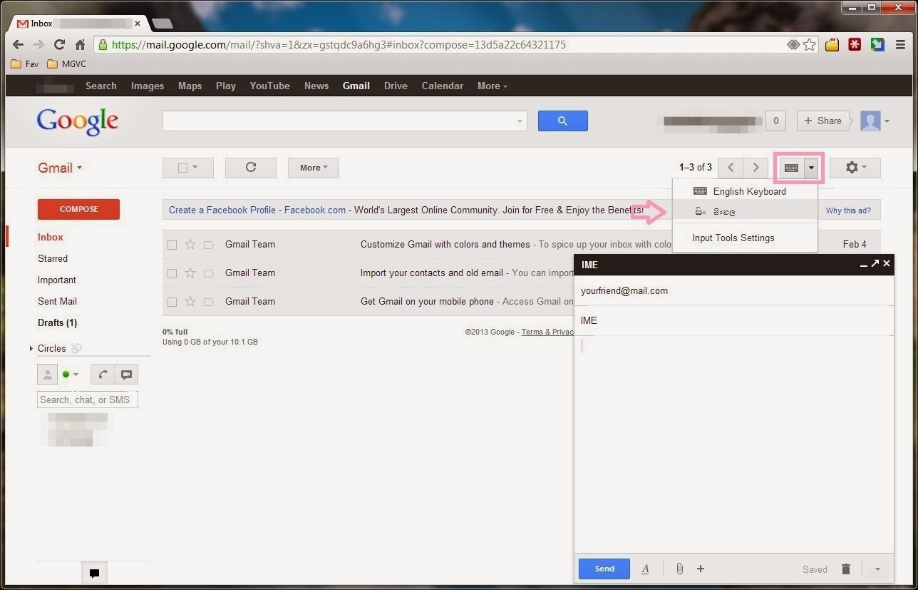 Enabling Google Input Tools to Type Sinhala in Gmail | Madura's Blog