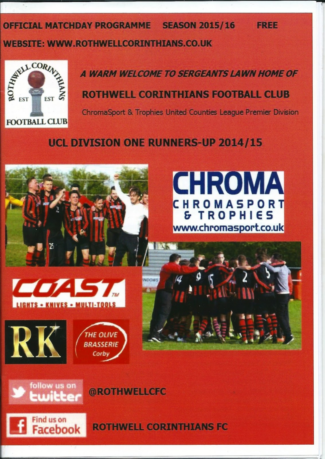 Football Grounds visited by Richard Bysouth: Rothwell Corinthians FC