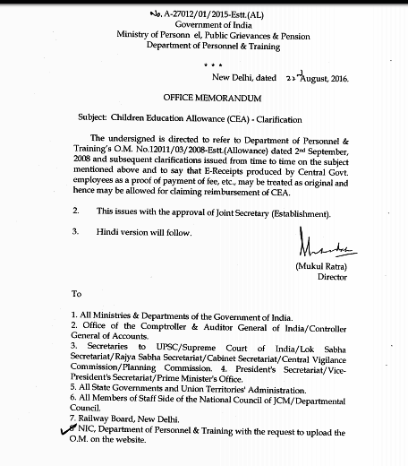 Children Education Allowance (CEA) - Clarification - DOP ACCOUNTANT