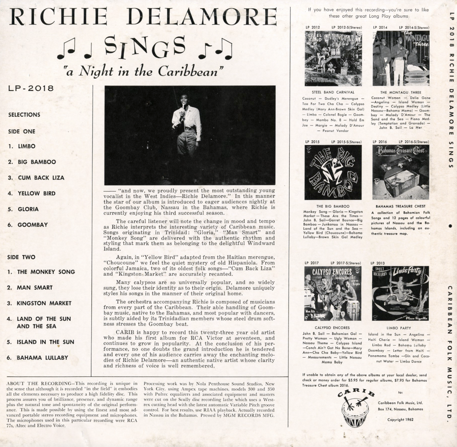 Unearthed In The Atomic Attic: Delamore Sings A Night In The Caribbean ...