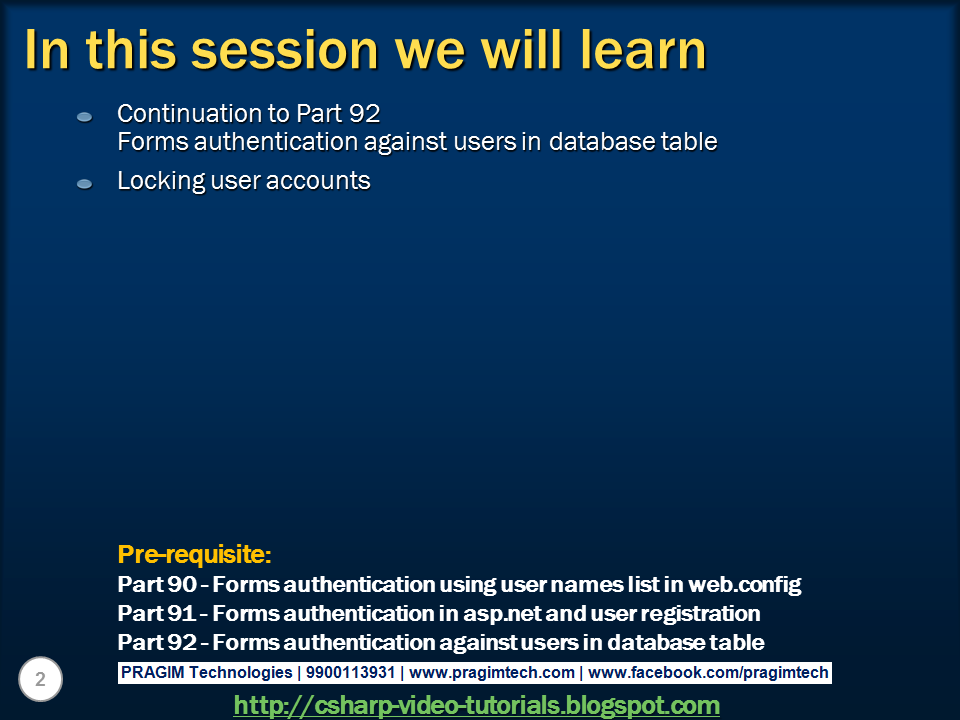 Sql server, .net and c# video tutorial: Part 93 – Forms authentication ...
