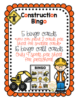 Construction Bingo ~ Preschool Printables