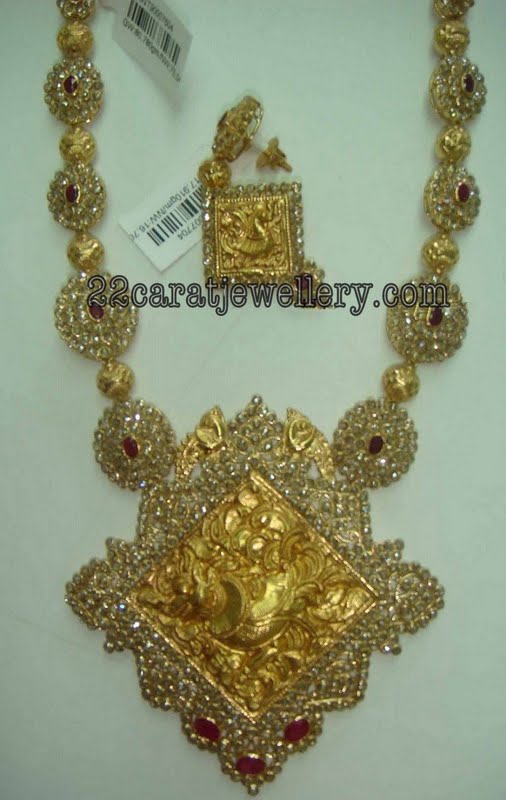 Uncut Diamond Chakri Long Chain and Pendant Set - Jewellery Designs