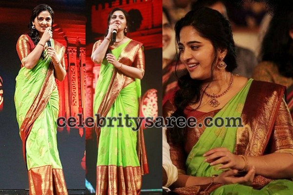 Anushka Shetty Light Green Kanjeevaram Sari - Saree Blouse Patterns