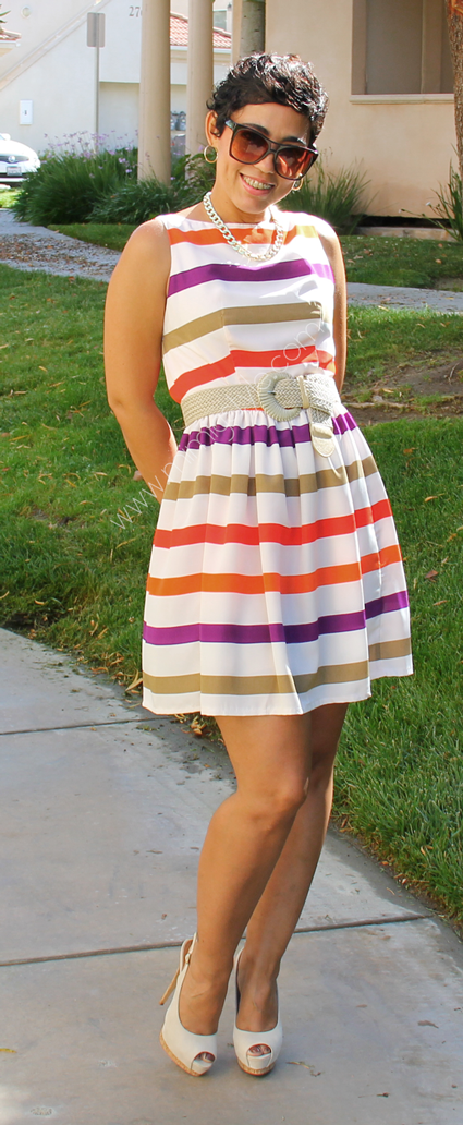DIY Candy Colored Striped Dress + Pattern Review V8901 |Fashion ...