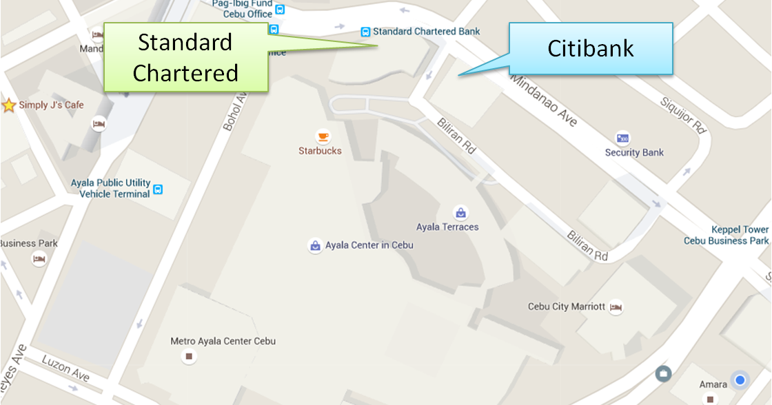 ATM Location in Cebu: Citibank, Standard Chartered, HSBC and Maybank