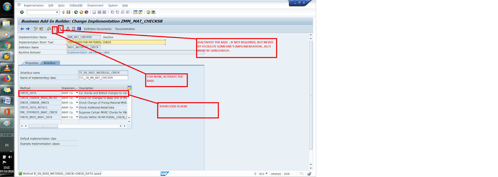 SAP for Abapers: IMPLEMENT BADI FOR MM01