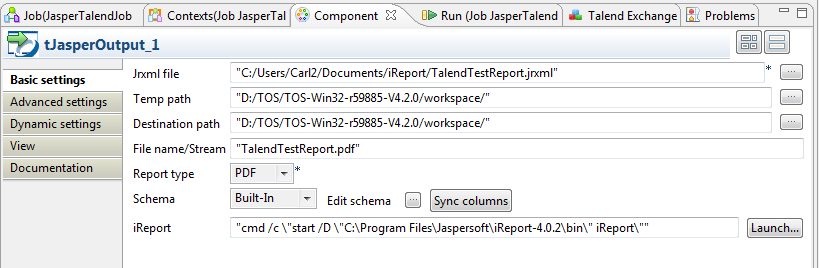 Bekwam Blog: Using Talend as a Datasource for a Jasper Report