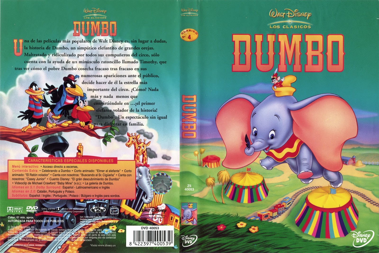 Caratulas de películas DVD para cajas CD: Dumbo (*) - [1941]