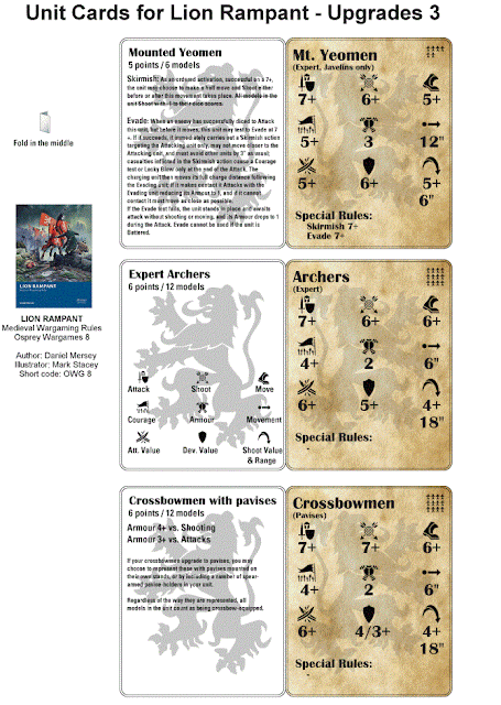 oldSarges Wargame and Model blog: Lion Rampant Reference sheet