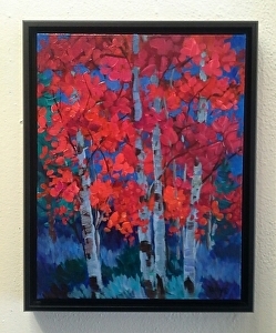 Southwest Art: Contemporary Red Aspen Birch Tree Painting "Red Aspen at ...