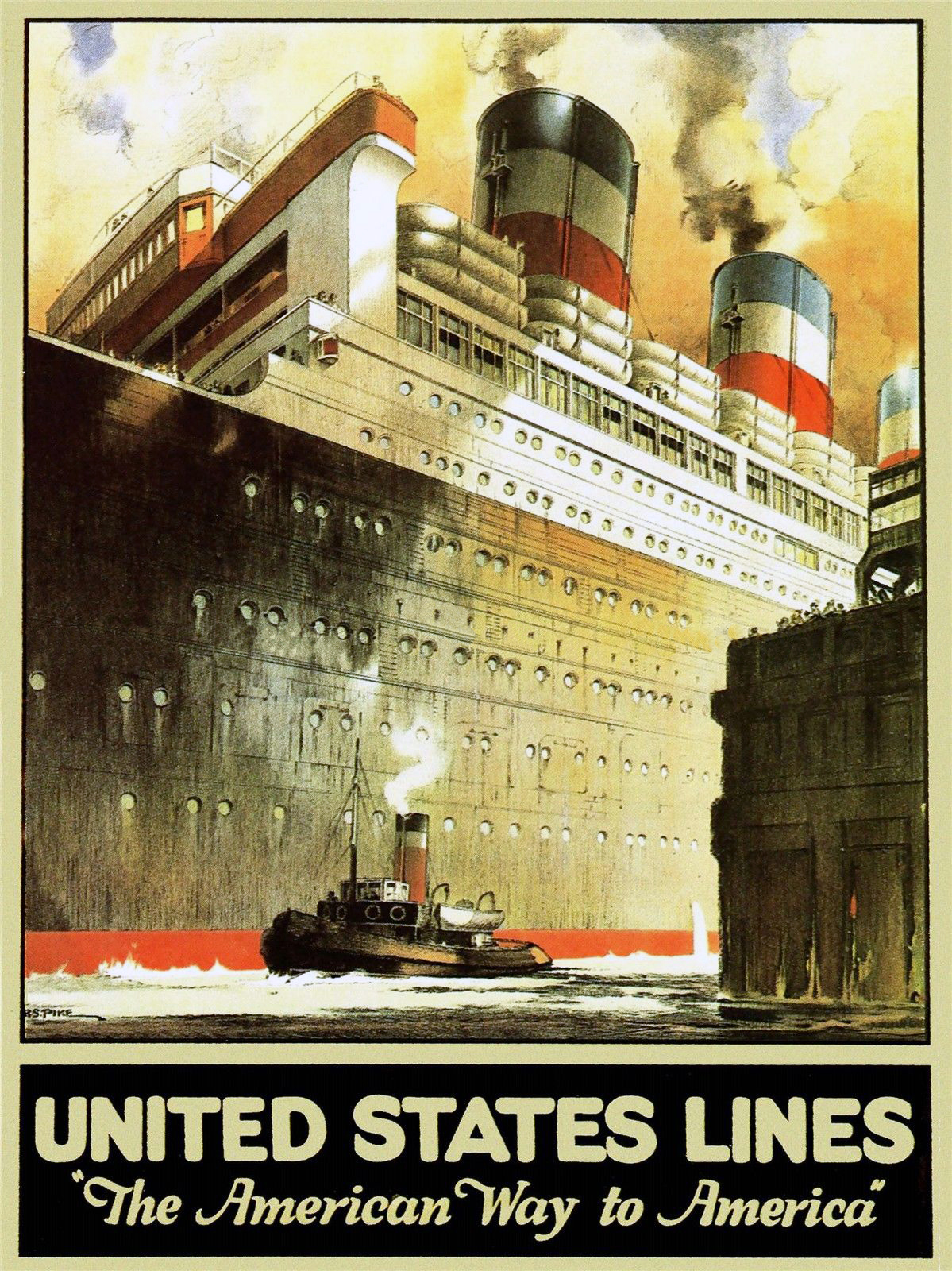 transpress nz: United States Lines poster, 1923