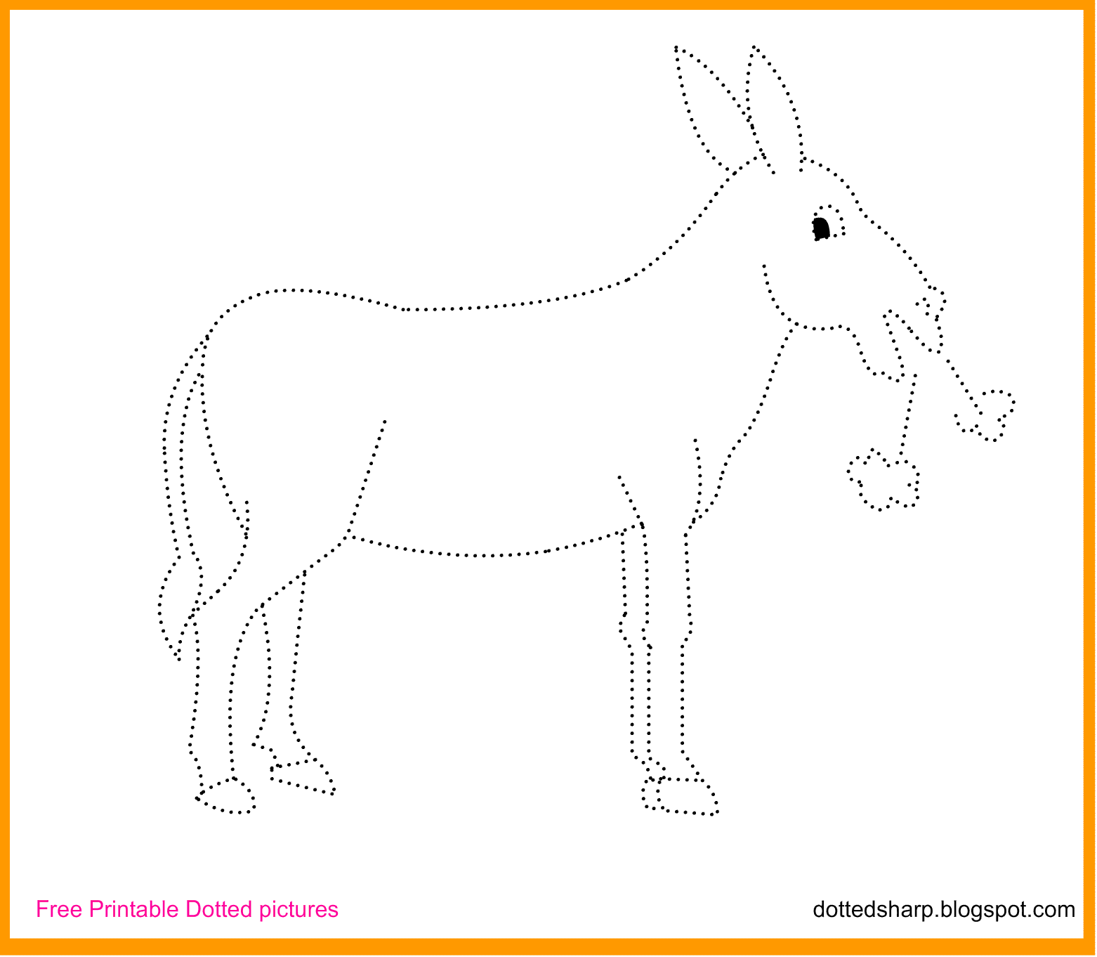 Free Dotted Printable for kids: Dotted Donkey drawing Free Dotted Printable for kids: Dotted Donkey drawing