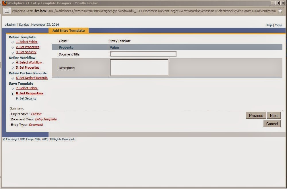 FileNet P8 Development tutorials: Design Entry Template in FileNet (FileNet Content Engine)