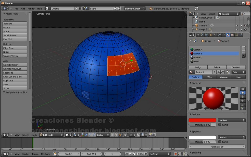Creaciones Blender: Objeto con distintos materiales en Blender 2.6
