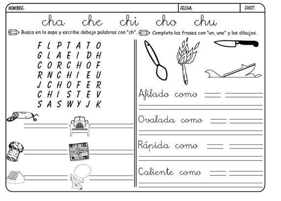 El rincón de Aurora: Fichas del fonema Ch, ch