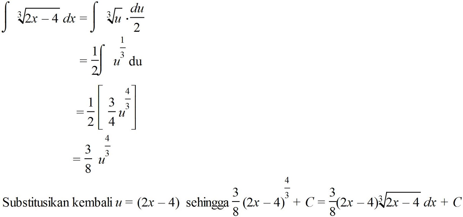 Bahas Lengkap Integral: Teknik Pengintegralan dengan Substitusi aljabar ...