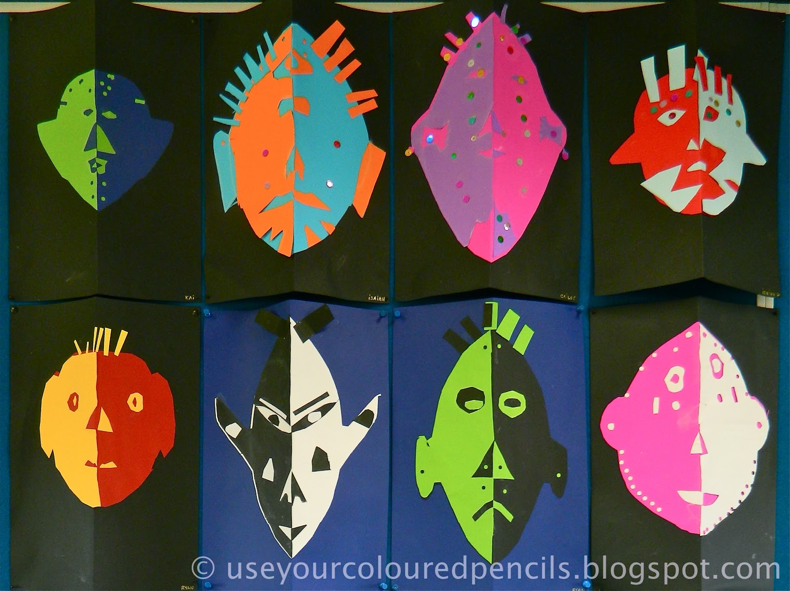 Use Your Coloured Pencils: African Mask Collages