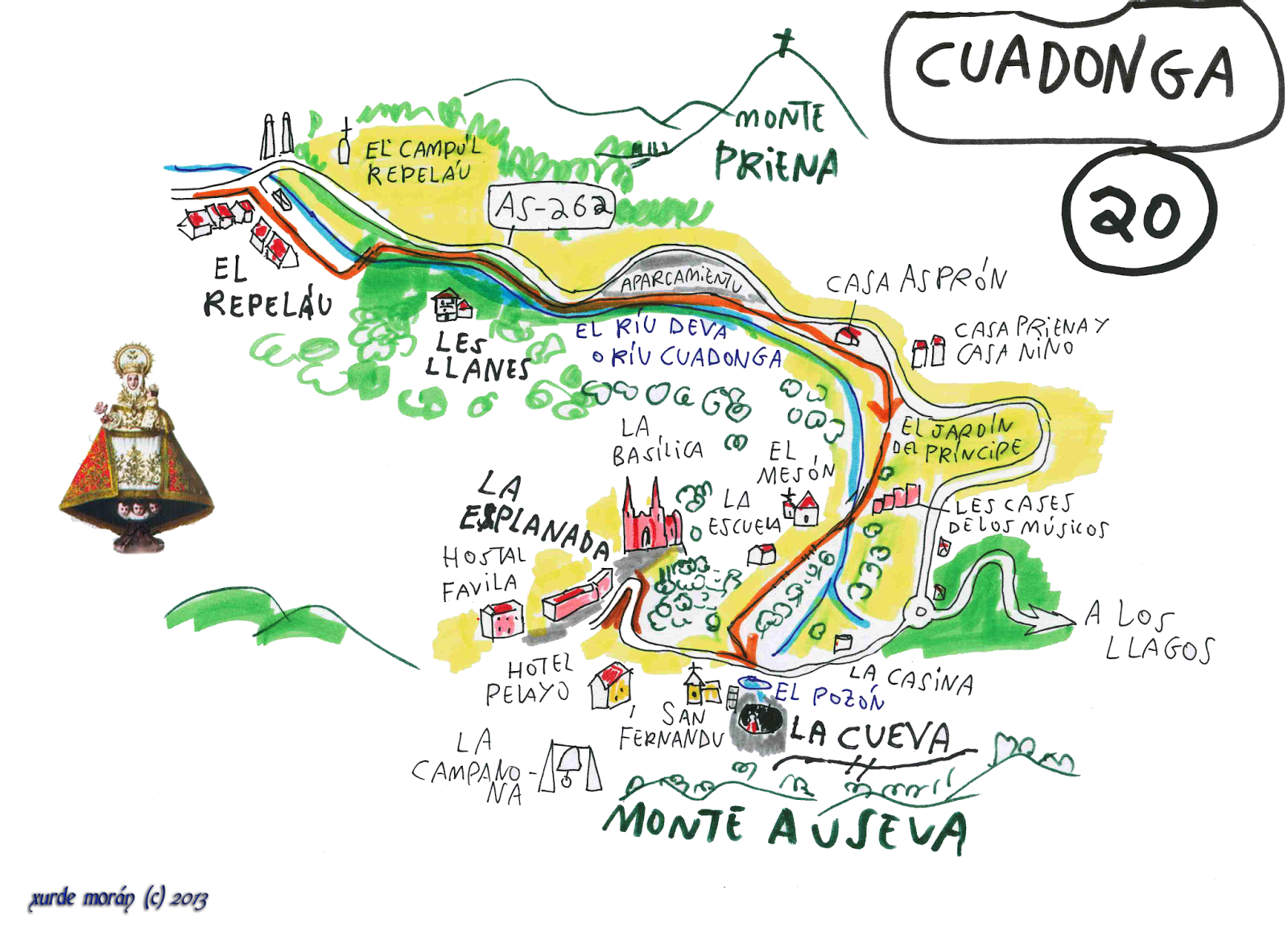 Xurde Morán: Mapas del Camino de Gijón a Covadonga : Etapa 20 - Covadonga