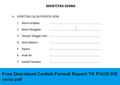 Free Download Contoh Format Raport TK PAUD KB versi pdf | INFORMASI ...